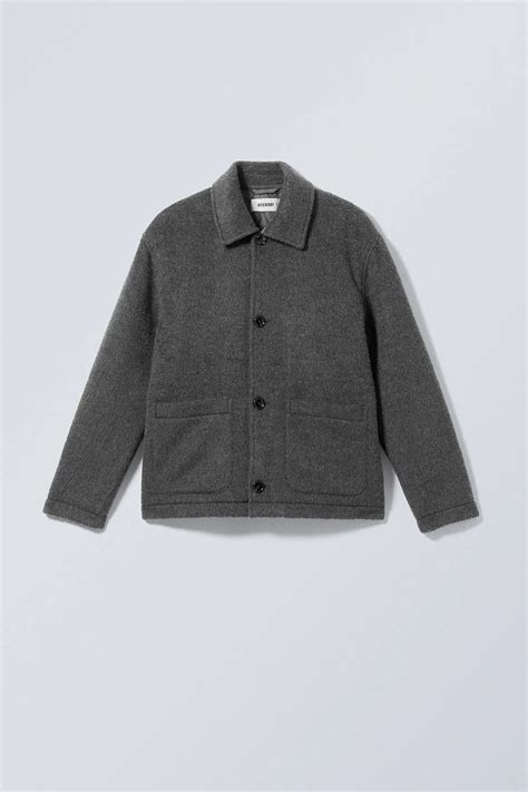 Weekday Rory Wool Jacket In Dark Grey Endource