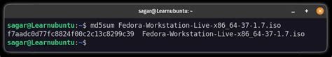 perform a checksum in the ubuntu command line