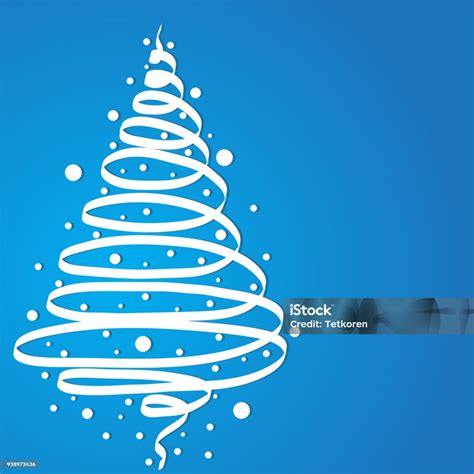 파란색 배경 메리 크리스마스 파티 초대장 주식 벡터 일러스트 레이 션 눈송이와 색종이 리본 색상 디자인 크리스마스 트리 12월에 대한 스톡 벡터 아트 및 기타 이미지