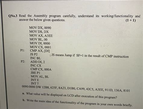 solved qno 3 read the assembly program carefully understand