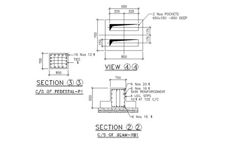 Reinforcement Section Details Of Vertical Spacing Are Provided In This Autocad Dwg File Download