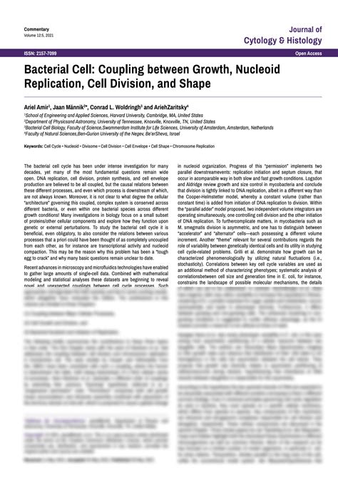 Solution Bacterial Cell Coupling Between Growth Nucleoid Replication