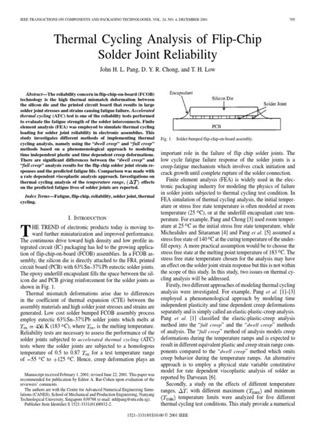 Thermal Cycling Analysis Of Flip Chip Solder Joint Reliability Pdf Creep Deformation