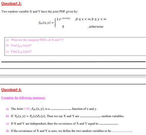 solved question 1 two random variable x and y have the