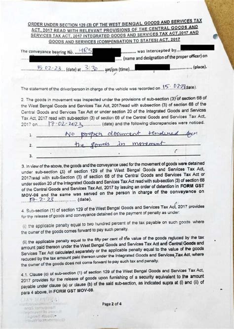 Filing Of Appeal Against Penalty Order Mov 09 Levied In Section 129 Tax By Kk Pro