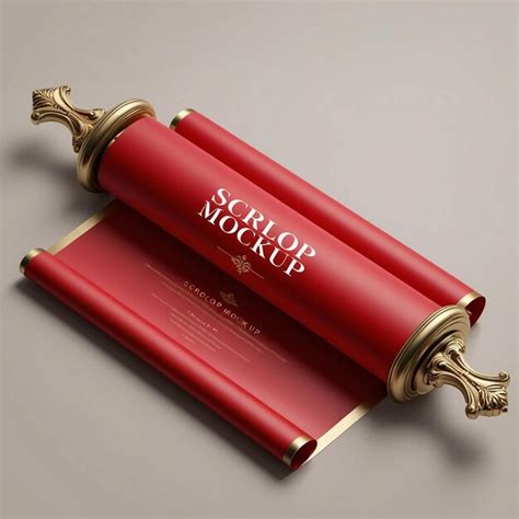 Elegant Red Scroll Design Mockup Premium Ai Generated Image Elegant Red Scroll Design Mockup Premium Ai Generated Image