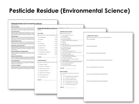 Pesticide Residue Environmental Science Teaching Resources