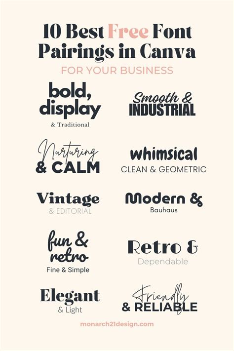 Best Free Font Pairings On Canva Business Fonts Font Pairing Aesthetic Fonts