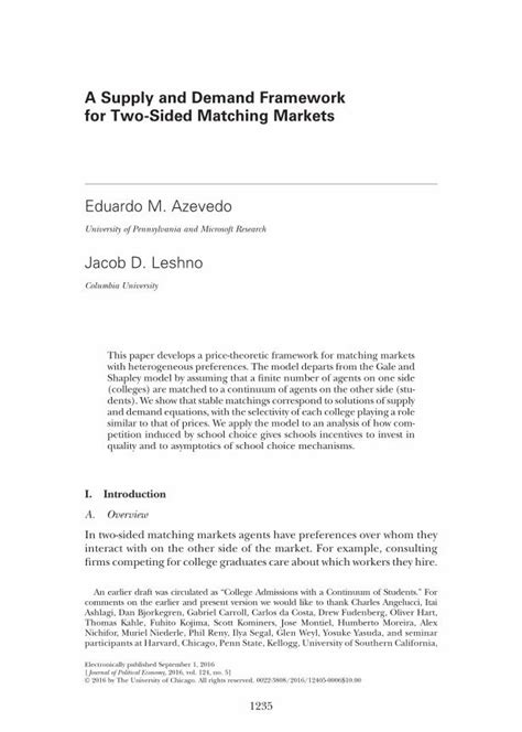 Pdf A Supply And Demand Framework For Two Sided A Supply And Demand