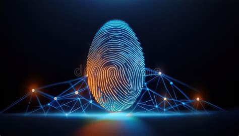 Close Up Of A Large Fingerprint With Digital Wireless Network