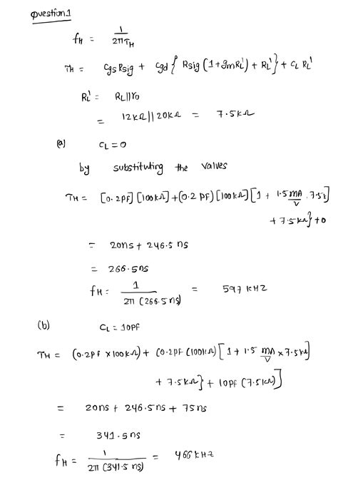 Problem1 Use The Method Of Open Circuit Time Constants To Find Fh For A