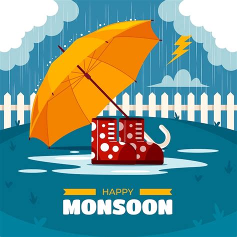 Ilustración Plana Para La Temporada Del Monzón Vector Gratis