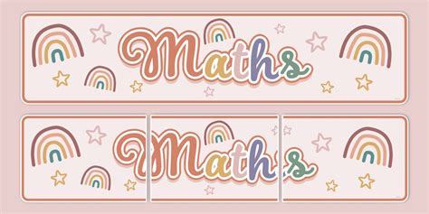 Muted Rainbow Themed Maths Banner