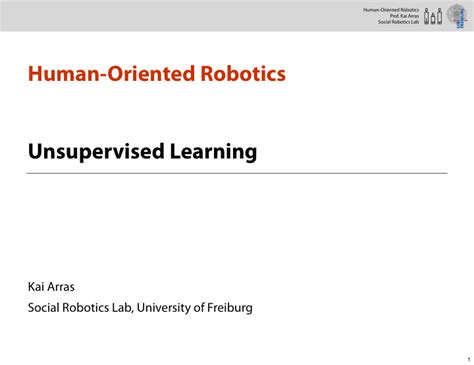 Ppt Human Oriented Robotics Unsupervised Learning Kai Arras Social