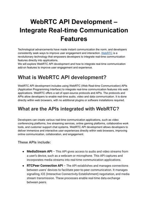 Ppt Webrtc Api Development Integrate Real Time Communication