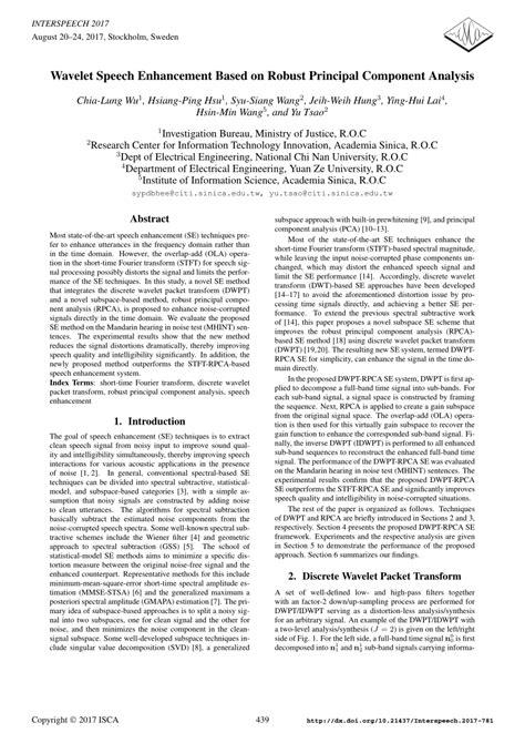 Pdf Wavelet Speech Enhancement Based On Robust Principal Component