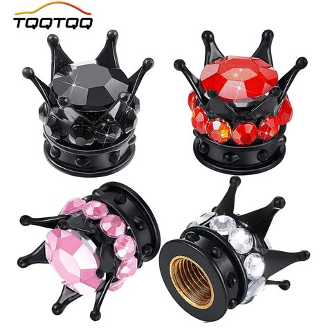 블링 타이어 밸브 스템 캡 순수 수제 라인스톤 범용 크라운 자동차 휠 타이어 밸브 자동차 자전거 오토바이용 세트당 4 개 Aliexpress