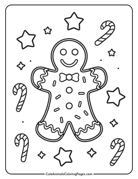 Gingerbread Man Coloring Page 12 Fun Pdf Printable Pages Cute