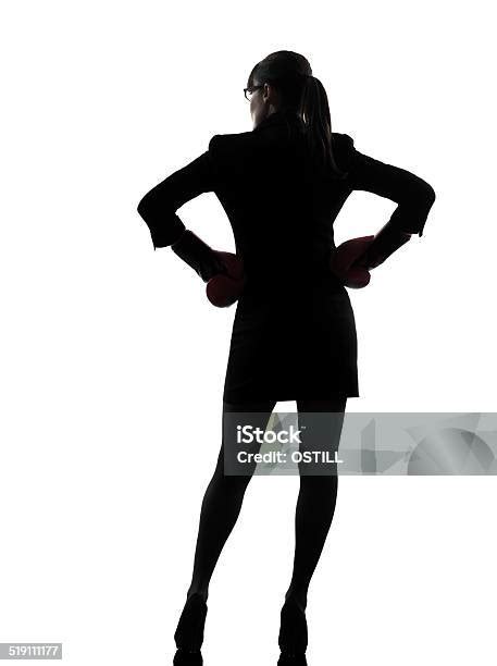 비즈니스 여자 준비하셨습니까 사각의 권투 장갑 실루엣 격투기에 대한 스톡 사진 및 기타 이미지 격투기 공격성 권투 글러브 Istock