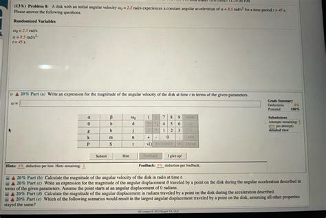 Solved 13 Problem 8 A Disk With An Initial Angular