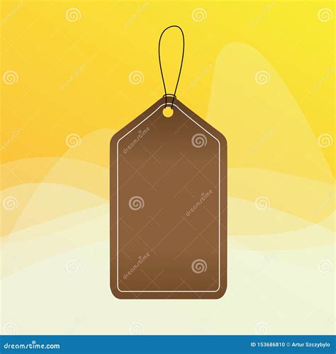 Colored Tag Vertically Positioned Rectangle Label Empty Badge Bound By String With Side Seams