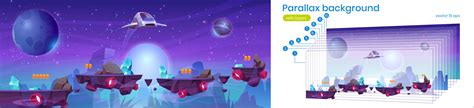 Mobile Space Game Arcade With Spaceship Parallax 14071199 Vector Art At