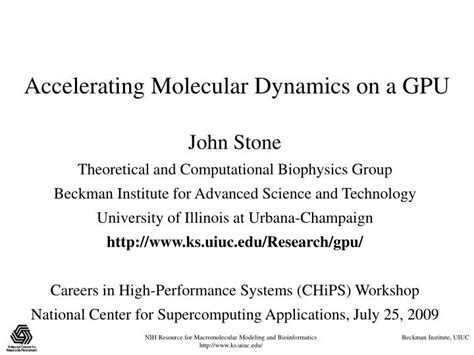 PPT Accelerating Molecular Dynamics On A GPU PowerPoint Presentation ID