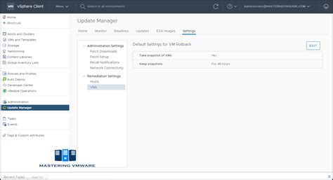 Vm Remediation Settings Update Manager Mastering Vmware