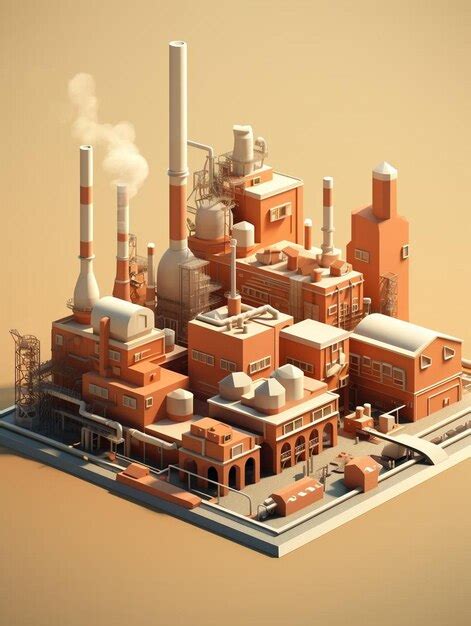 Premium Ai Image A 3d Model Of A Factory With A Factory In The Background