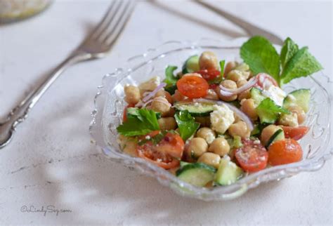 Easy Vegetarian Mediterranean Chickpea Garbanzo Bean Salad With Feta