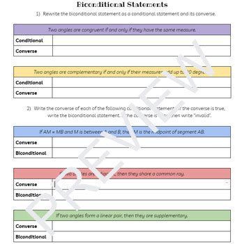 Geometry Logic Biconditional Statements Google Docs By Squadratics