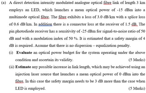 Solved A A Direct Detection Intensity Modulated Analogue