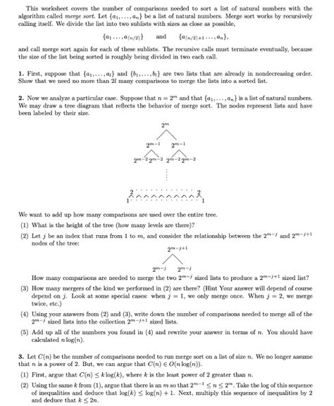 This Worksheet Covers The Number Of Comparisons