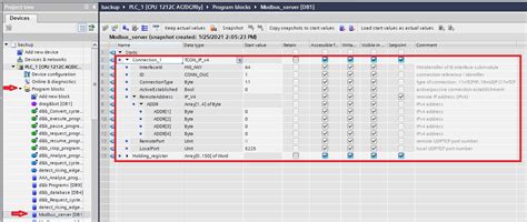 creating a modbus server on the siemens plc dragandbot help