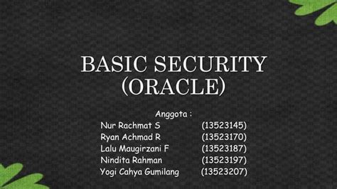 Basic Securityoracle Ppt