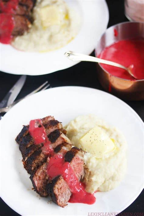 Coffee Rubbed NY Strip Steak With Berry Sauce Parsnip Mash Lexi S Clean Kitchen