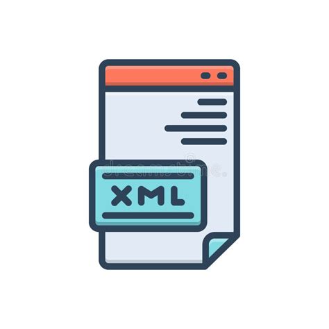 Color Illustration Icon For Xml Document And Language Stock Vector