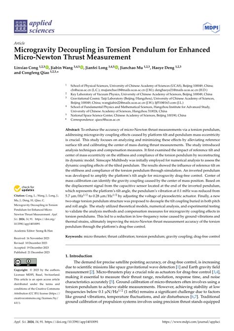 Pdf Microgravity Decoupling In Torsion Pendulum For Enhanced Micro