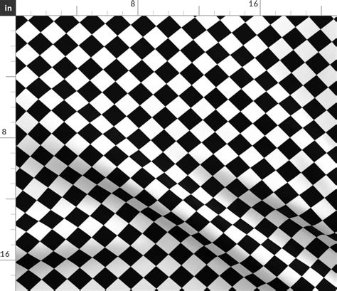 Black And White Diagonal Checkers Fabric Spoonflower