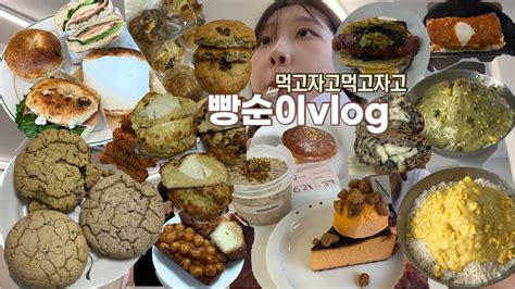 먹고자고 하루 스콘 6개먹는 사람 빵어니스타 미니마이즈 중독 코끼리베이글 황치즈케이크 피스타치오 푸딩 초당옥수수 빙수 등등 Youtube