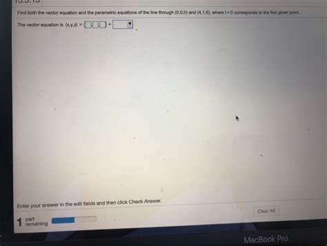 Solved Find Both The Vector Equation And The Parametric