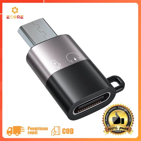 Jual Microphone Adapter Logam Type C KE Micro USB C Mini Portabel OTG Adaptor Pengisian Cepat