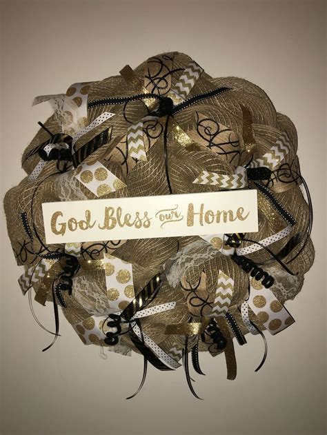 Deco Mesh God Bless Our Home Deco Mesh Halloween Wreath Blessed