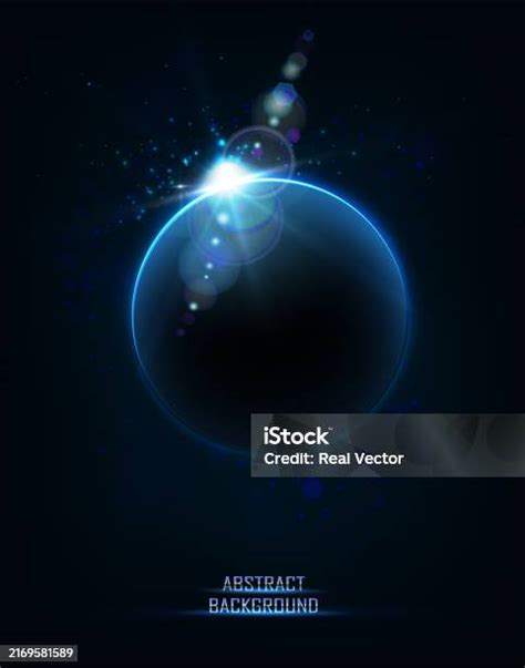 우주 먼지와 태양 광선이 있는 어두운 배경에 태양 광선이 있는 일식 벡터 일러스트 레이 션 가득 찬에 대한 스톡 벡터 아트 및 기타 이미지 Istock