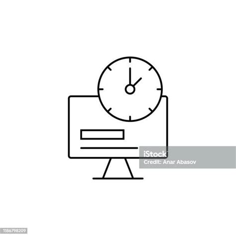 컴퓨터 시간 시계 아이콘 Ui 및 Ux 웹 사이트 또는 모바일 응용 프로그램에 대한 아이콘의 간단한 라인 개요 벡터 0명에 대한 스톡 벡터 아트 및 기타 이미지 Istock