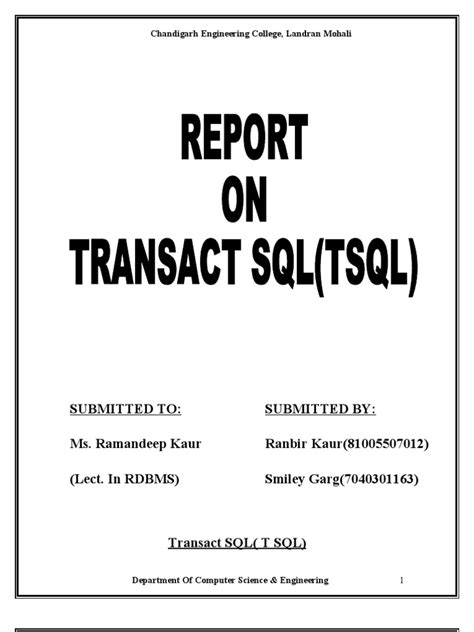 Transact Sql Report Microsoft Sql Server Plsql