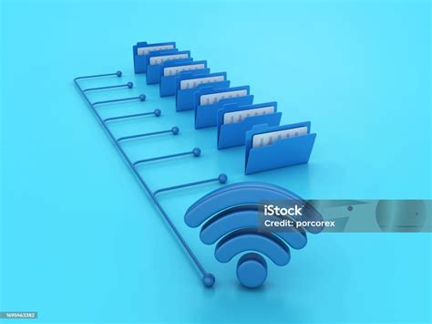 Wifi 기호가 있는 컴퓨터 폴더 구조 0명에 대한 스톡 사진 및 기타 이미지 0명 3차원 형태 Istock