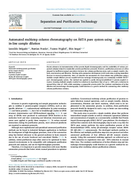 Pdf Automated Multistep Column Chromatography On Äkta Pure System Using In Line Sample Dilution