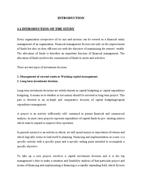 Athul Summer Internship Project Pdf Capital Budgeting Capital Economics