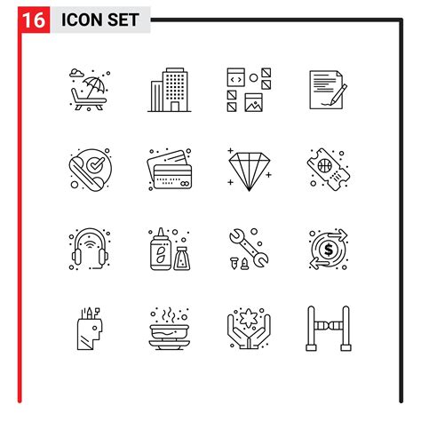 16 Universal Outlines Set For Web And Mobile Applications Report Document Design Paper